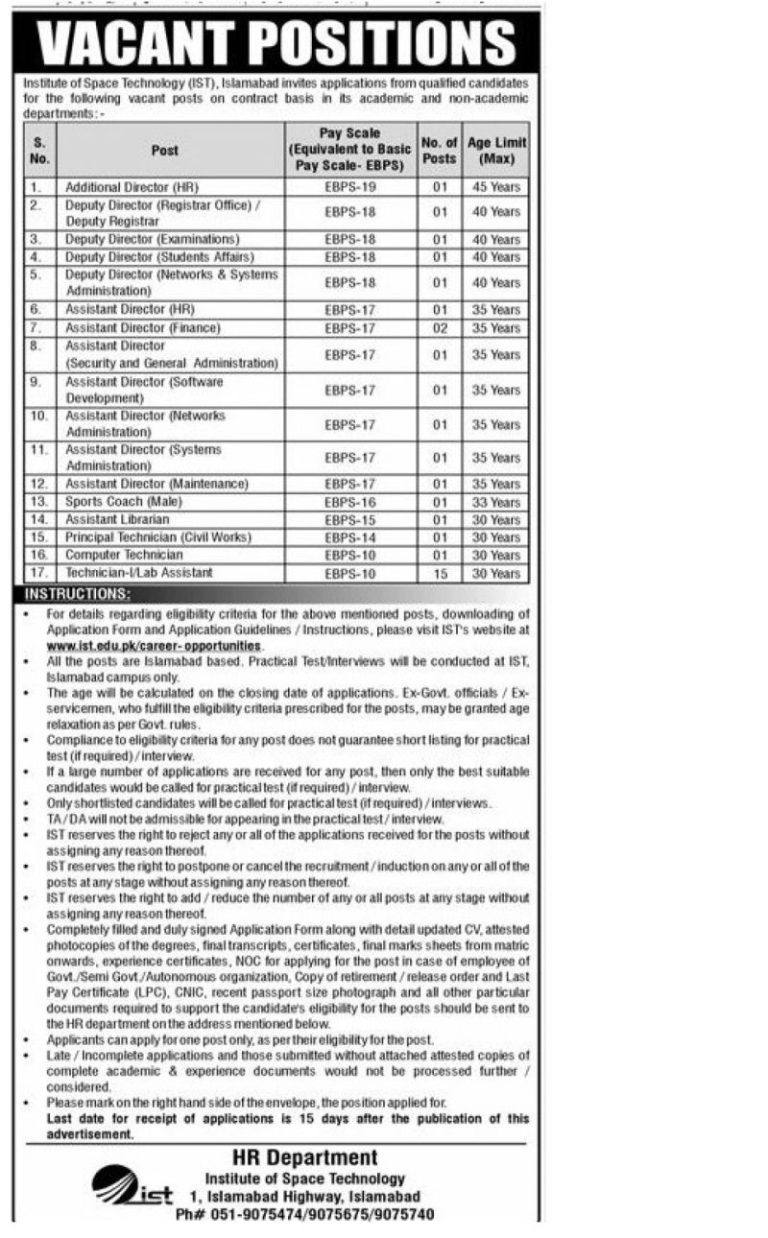 Atomic Energy Jobs 2025 for IST Institute of Space Technology
